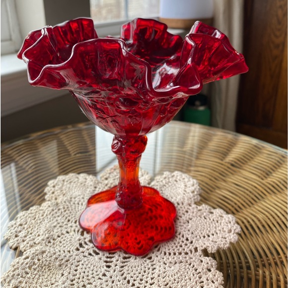 Fenton | Dining | Vintage Fenton Hobnail Compote Candy Dish Burgundy ...